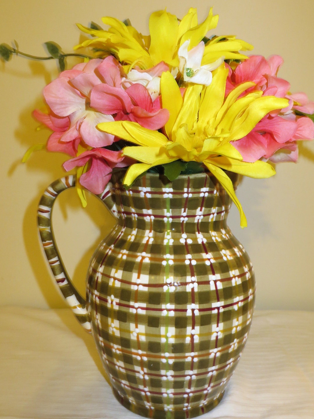 Vintage Hand Painted Ceramic Pitcher Planter - Etsy