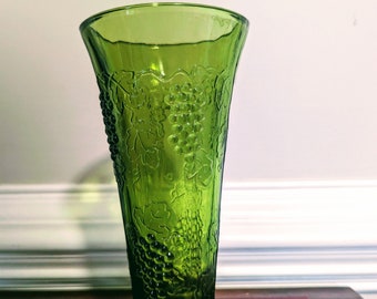 Elegant Green Glass Vase With Unique Textured Design Modern Sculptural ...