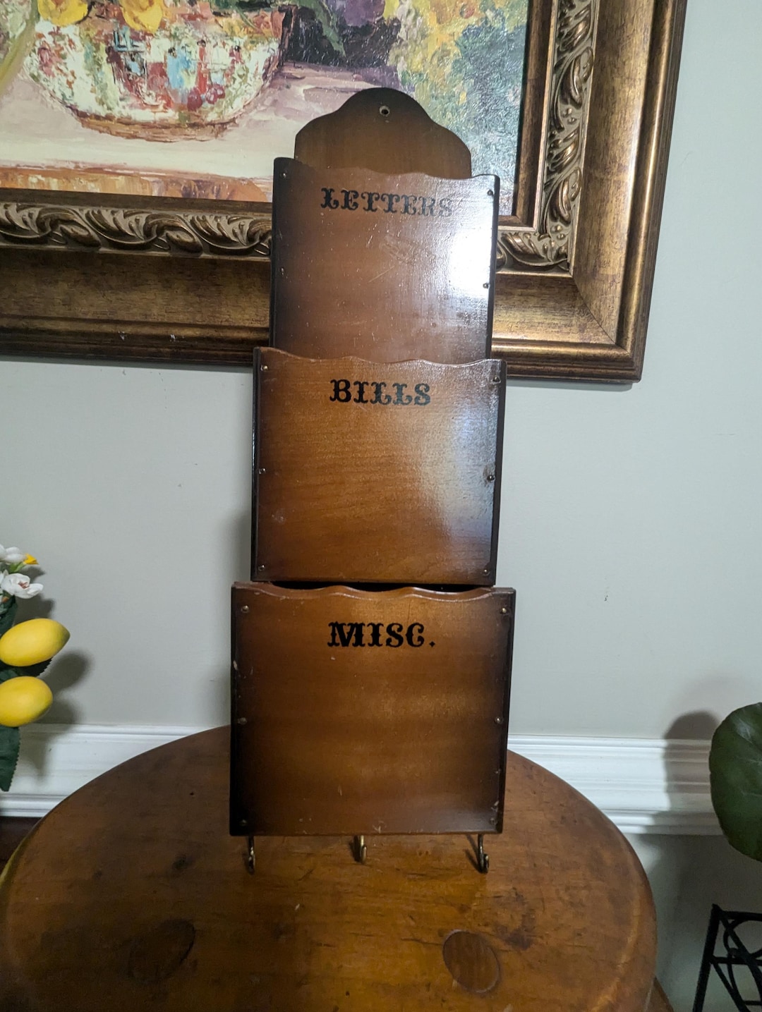 Vintage Solid Wood Letter Holder, Vintage Wall Letter Mail Holder ...