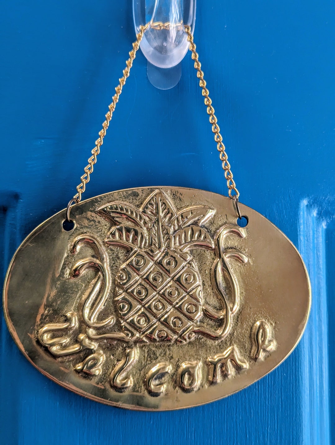 Vintage Pineapple Brass Welcome Sign - Etsy