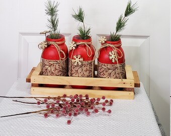 Farmhouse Style Mason Jar Tray Set Table Decor Bathroom | Etsy