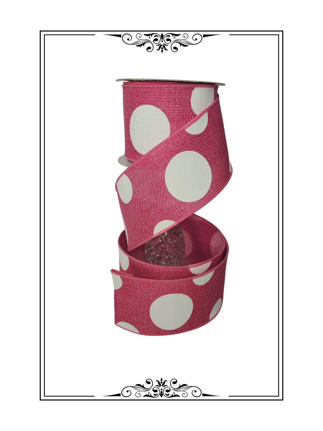 2.5" Faux Burlap Giant Polka Dot Ribbon: Hot Pink & White (10 Yards) - Etsy