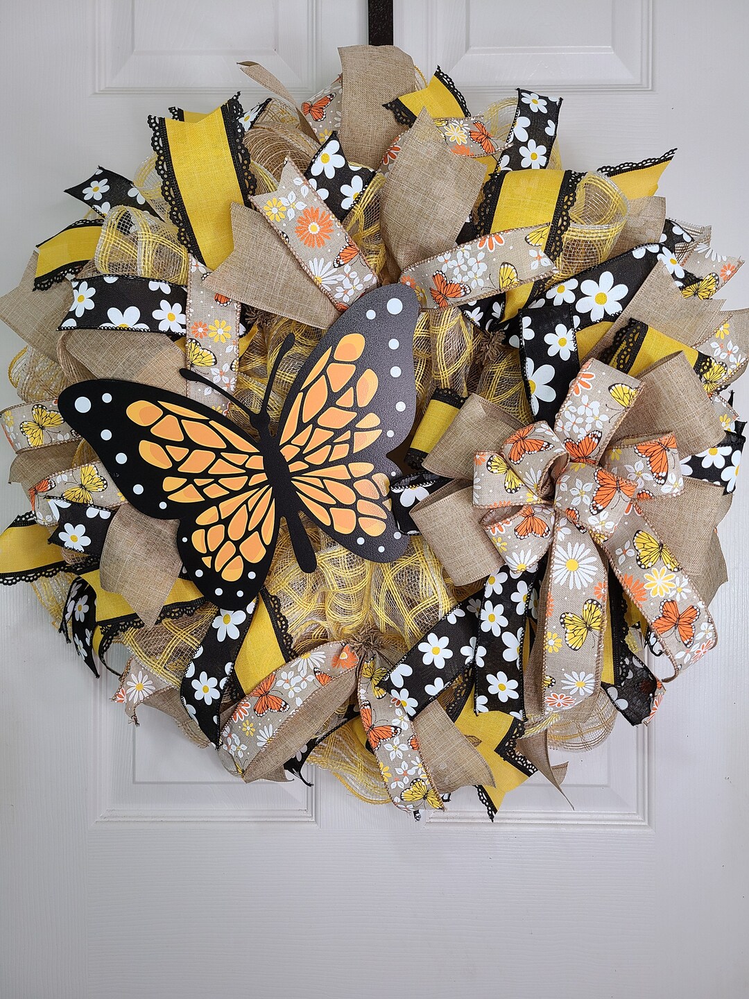 Monarch Butterfly Wreath for Front Door – Spring Summer Burlap Wreath ...