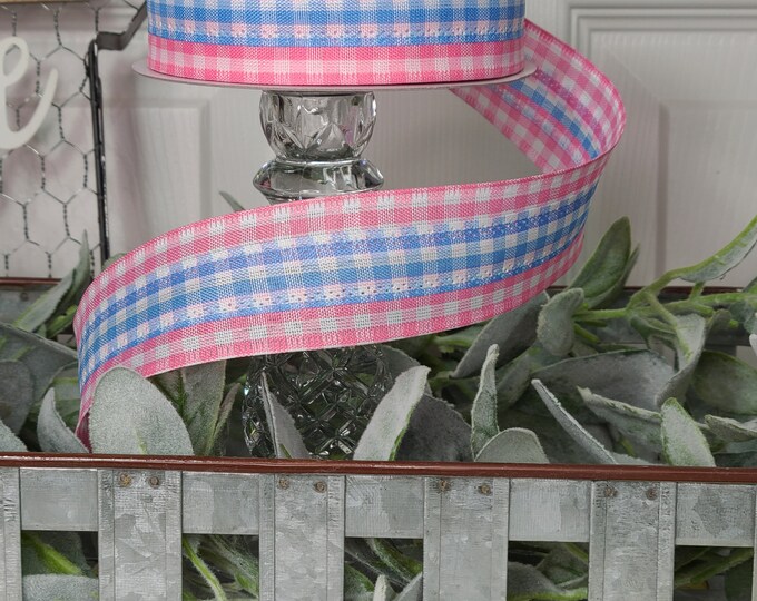 Pink & Blue Gingham Ribbon 1.5 X 10 Yards - Etsy