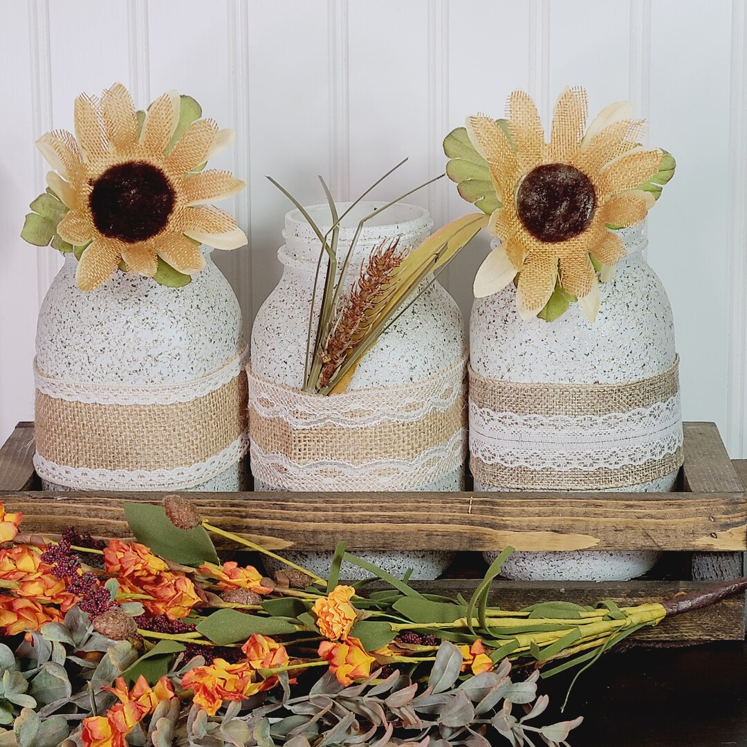 Farmhouse Style Mason Jar Tray Set, Table Decor, Bathroom Decor ...