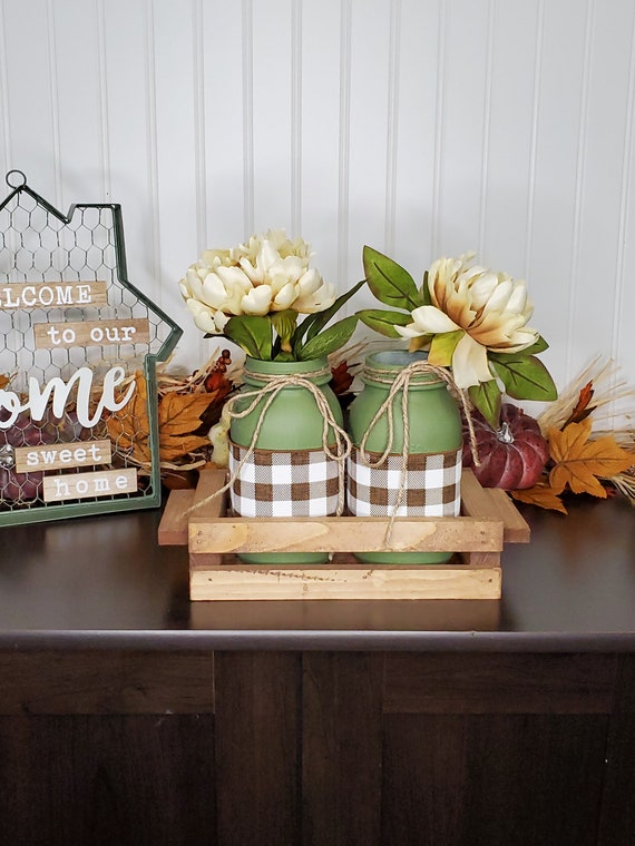 Farmhouse Style Mason Jar Tray Set Table Decor Bathroom - Etsy