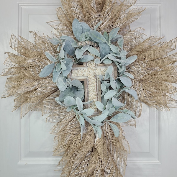 Burlap Cross Wreath - Etsy