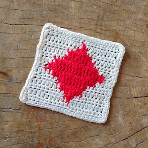 Crochet Playing Card Squares Pattern: Heart, Diamond, Club, Spade (PDF ...
