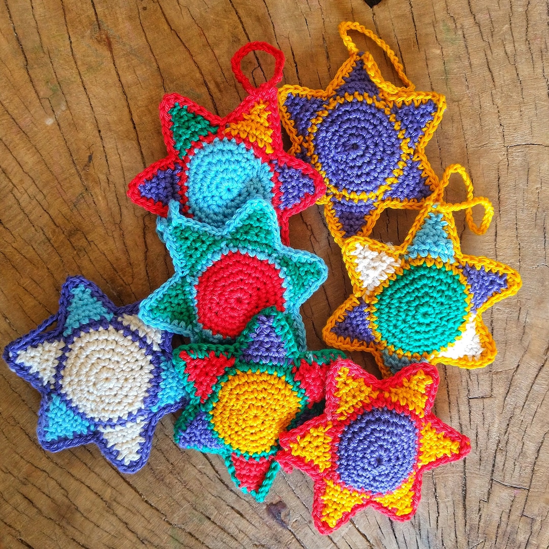 Crochet Christmas Star Ornament Pattern: Colorful Holiday Decor ...