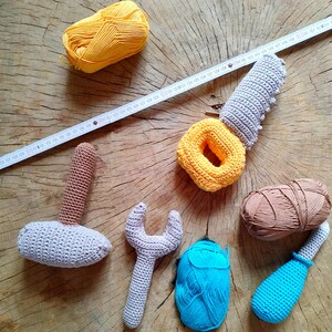 4 Crochet Patterns: Toy Tools Set for Kids, Amigurumi Hammer, Saw ...