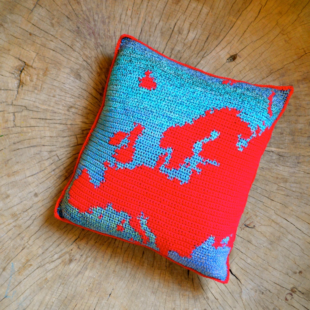 Crochet Pattern // Europe Map Pillow, Decrative Pilllow Pattern ...