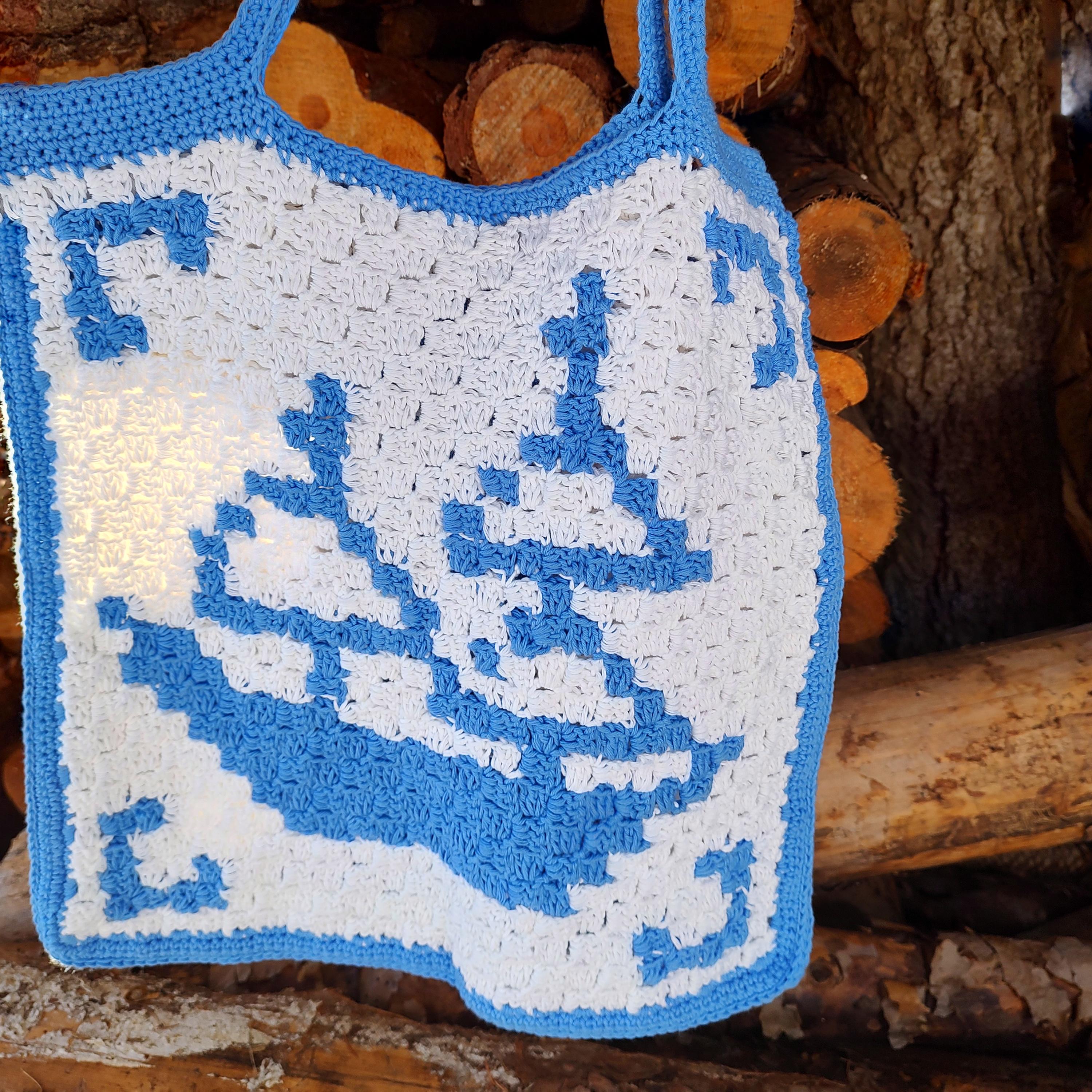 Crochet Pattern: Summer Shoulder Bag, Dutch Tiles C2c Beach Bag, Marine ...