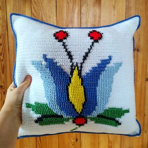 Crochet Pattern: Folk Tulip Pillow, Kashubian Embroidery Style ...