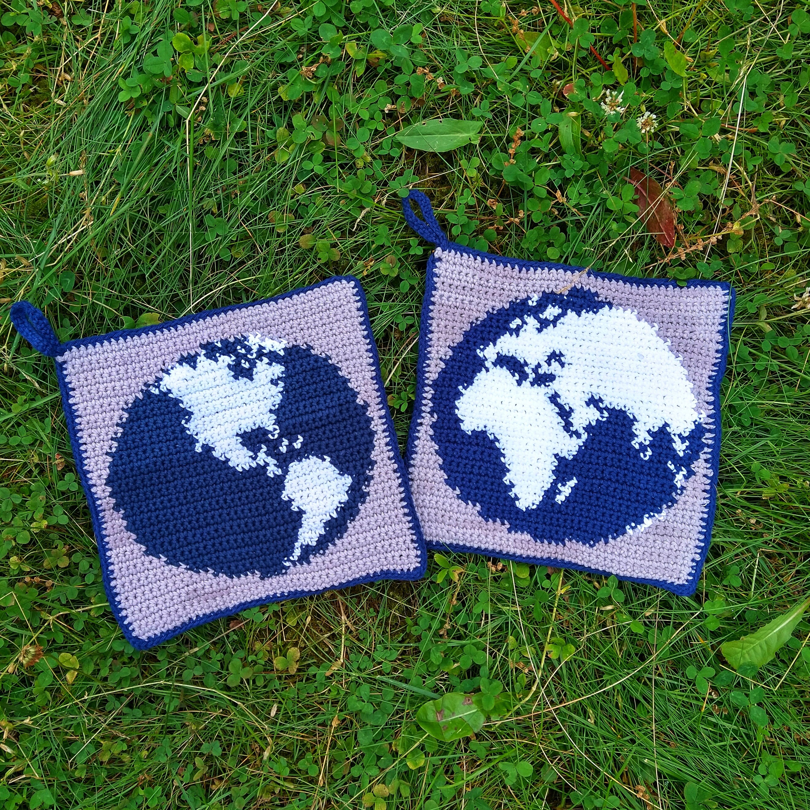 Crochet Pattern //earth Potholder, Map Hotpad, Hemispheres, World Map ...