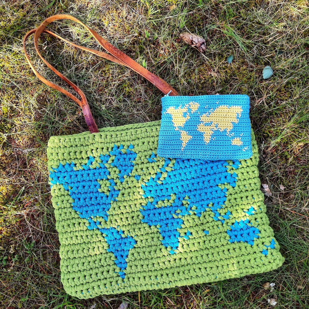 2 Crochet Patterns // Travel Pouch and Tote Bag Set, Zipper Pouch ...