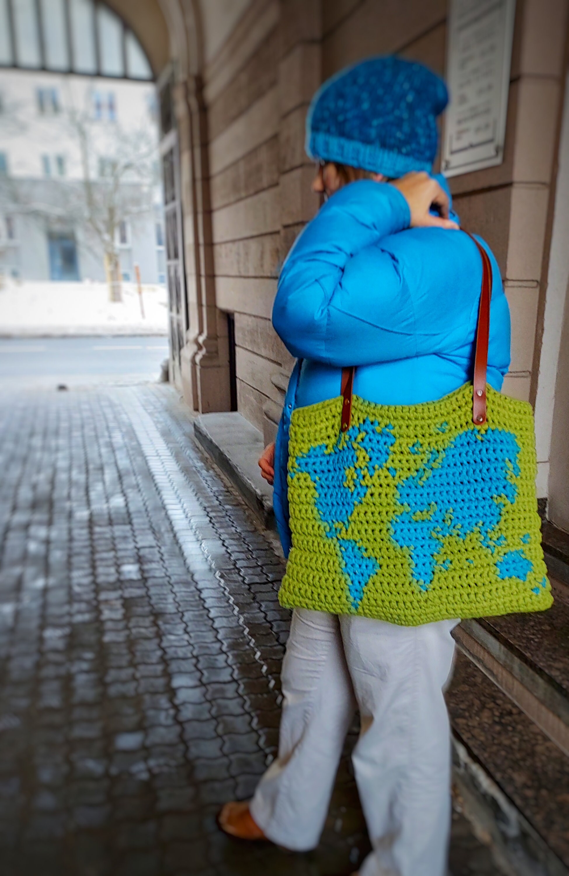 Crochet Pattern: World Map Tote Bag, Sturdy Shoulder Bag, Back to ...
