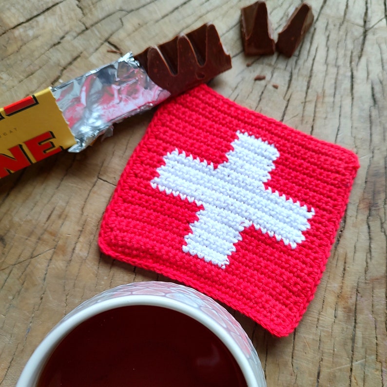 Swiss Flag Crochet Pattern: Mug Rug, Patch, Coaster, Bunting (PDF) - Etsy