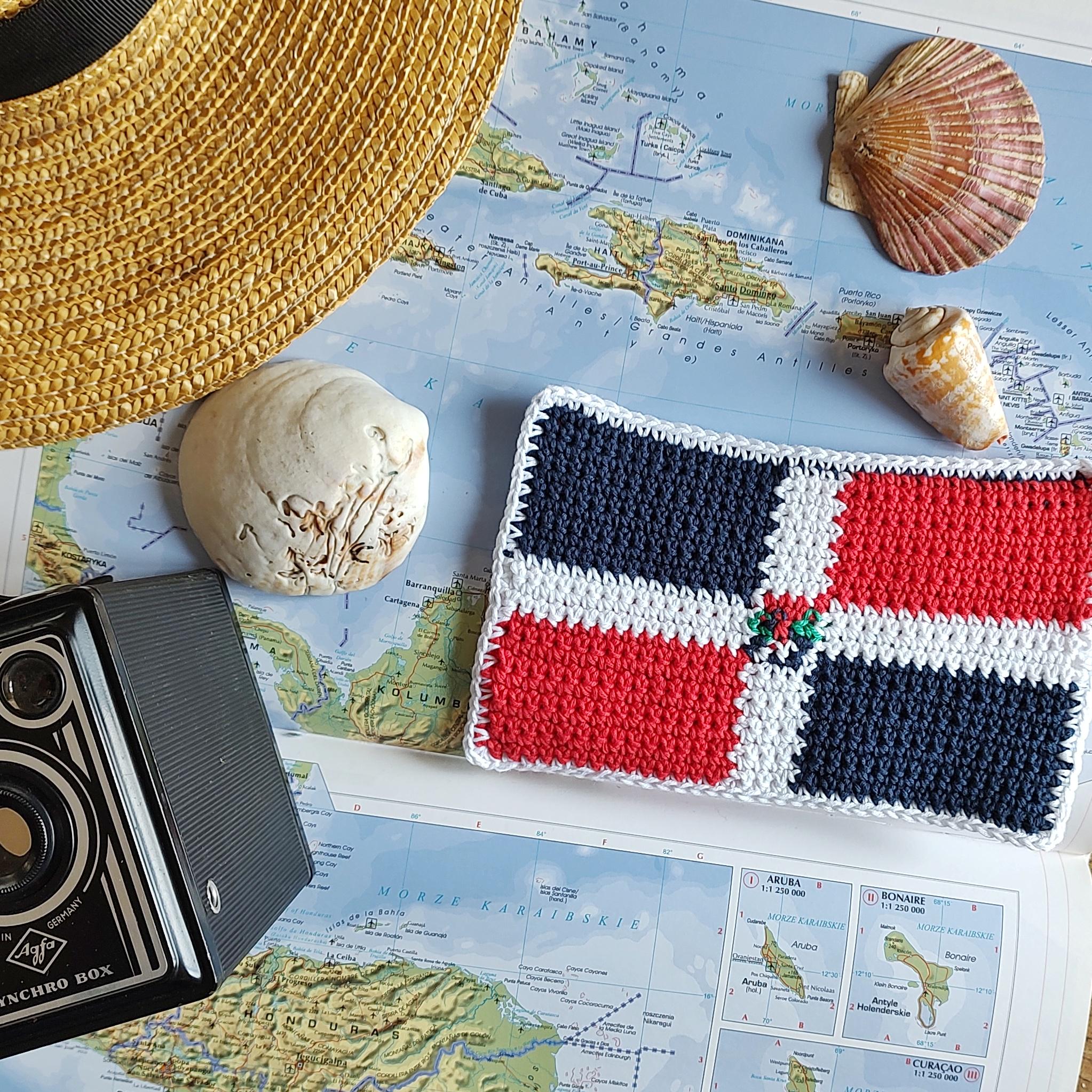 Dominican Republic Flag Crochet Pattern: Mug Rug, Applique (PDF) - Etsy