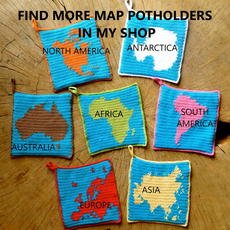 Asia Map Crochet Potholder Pattern: Geography Gift (PDF Pattern) - Etsy