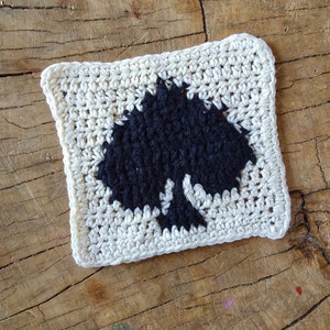 Crochet Playing Card Squares Pattern: Heart, Diamond, Club, Spade (PDF ...
