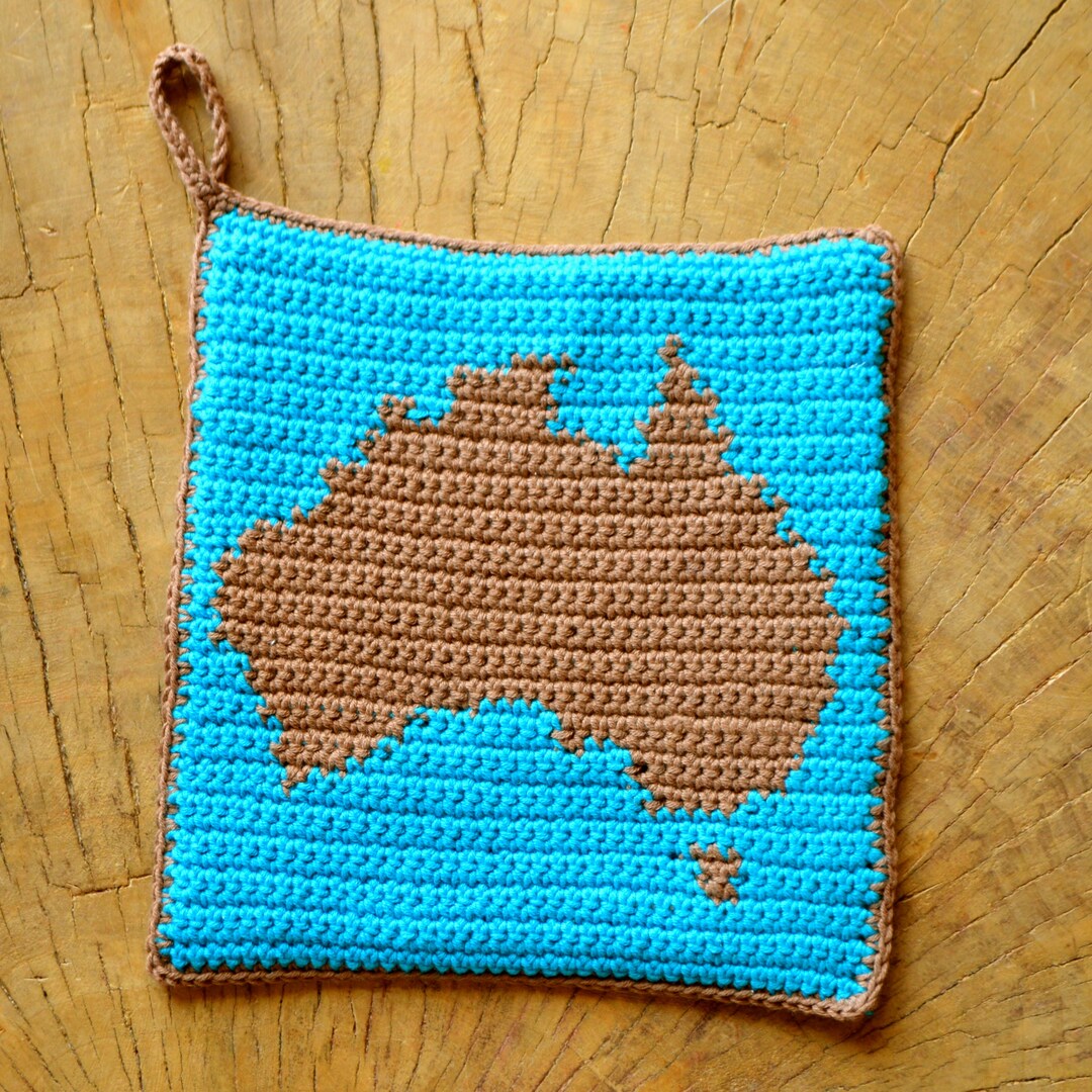 Crochet Pattern // Australia Potholder, Map Hot Pad, Map of Australia ...