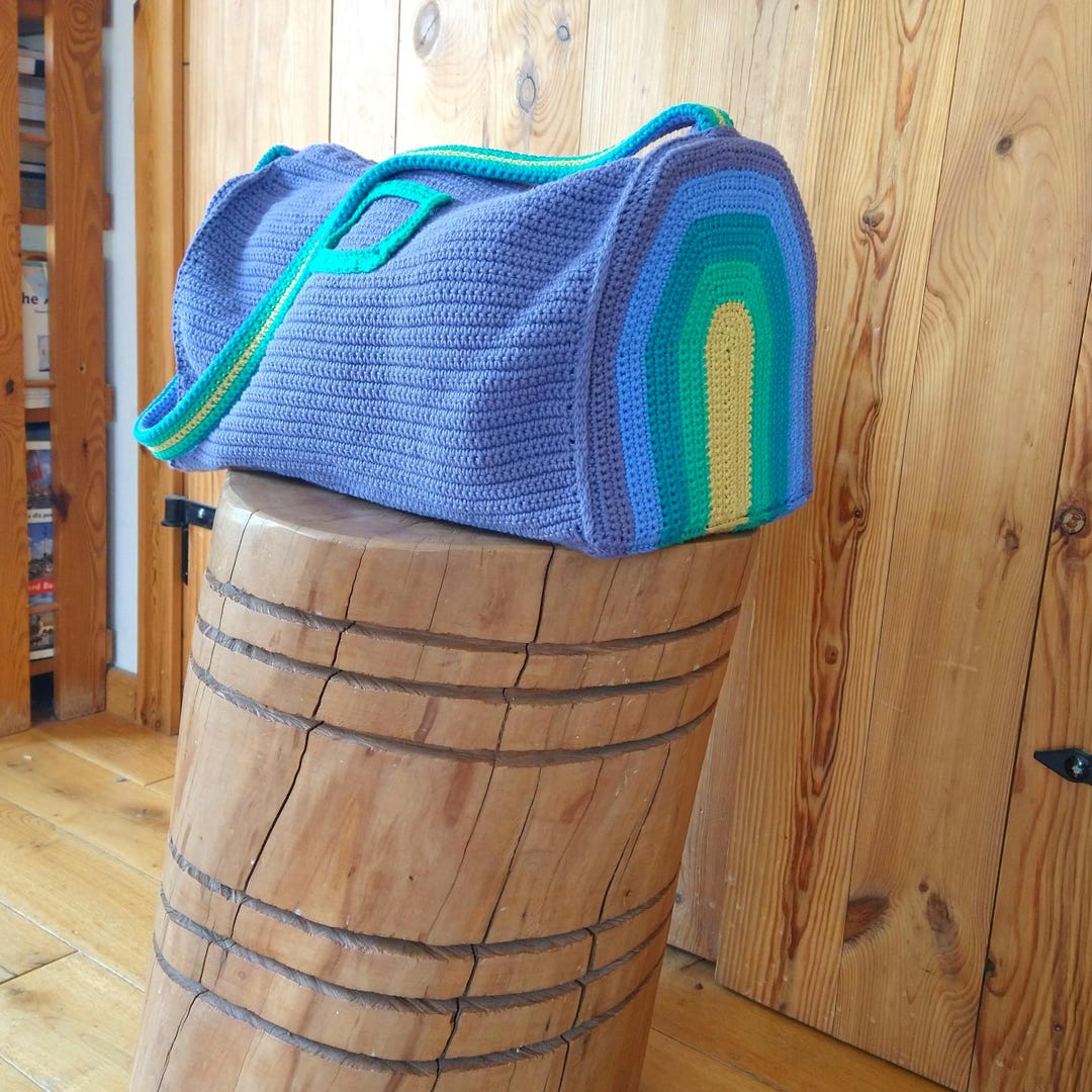 Crochet Pattern: Weekender Sports Bag, Spacious Rainbow Gym Bag, Duffle ...