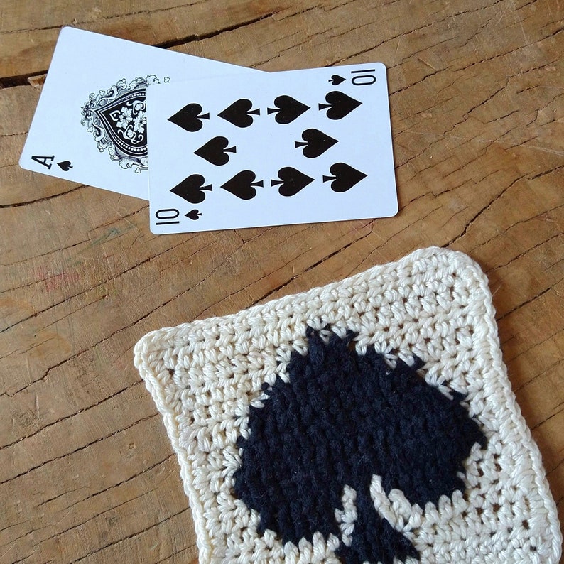 Crochet Playing Card Squares Pattern: Heart, Diamond, Club, Spade (PDF ...
