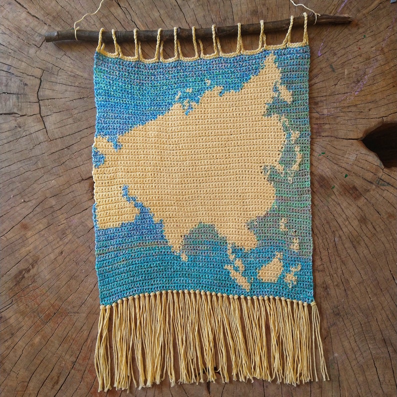 Crochet Pattern / Asia Map Wall Hanging Map Poster Crochet - Etsy