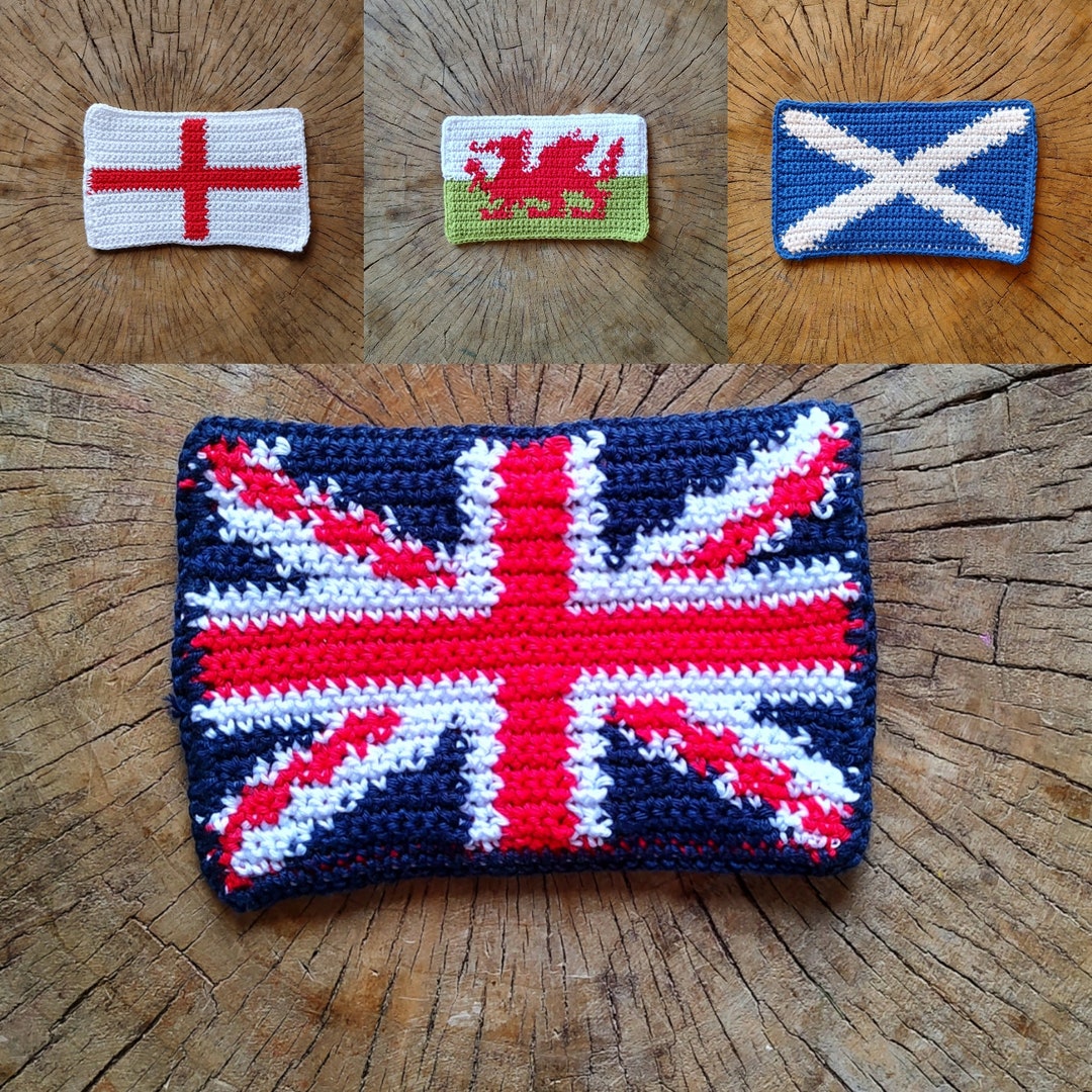 4 Crochet Patterns: British Flags, England, Scotland, Wales, Union Jack ...