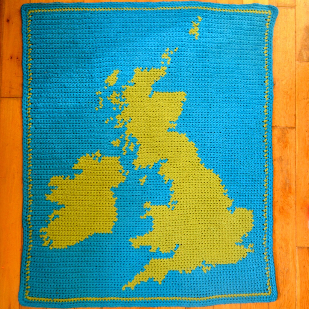 Crochet Pattern: British Isles Map Rug, T-shirt Yarn, Geography Decor ...