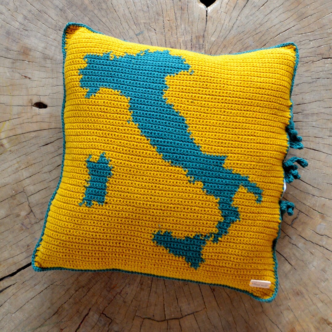 Crochet Pattern // Italy Map Pillow Case, Map of Italy, Decorative Map ...