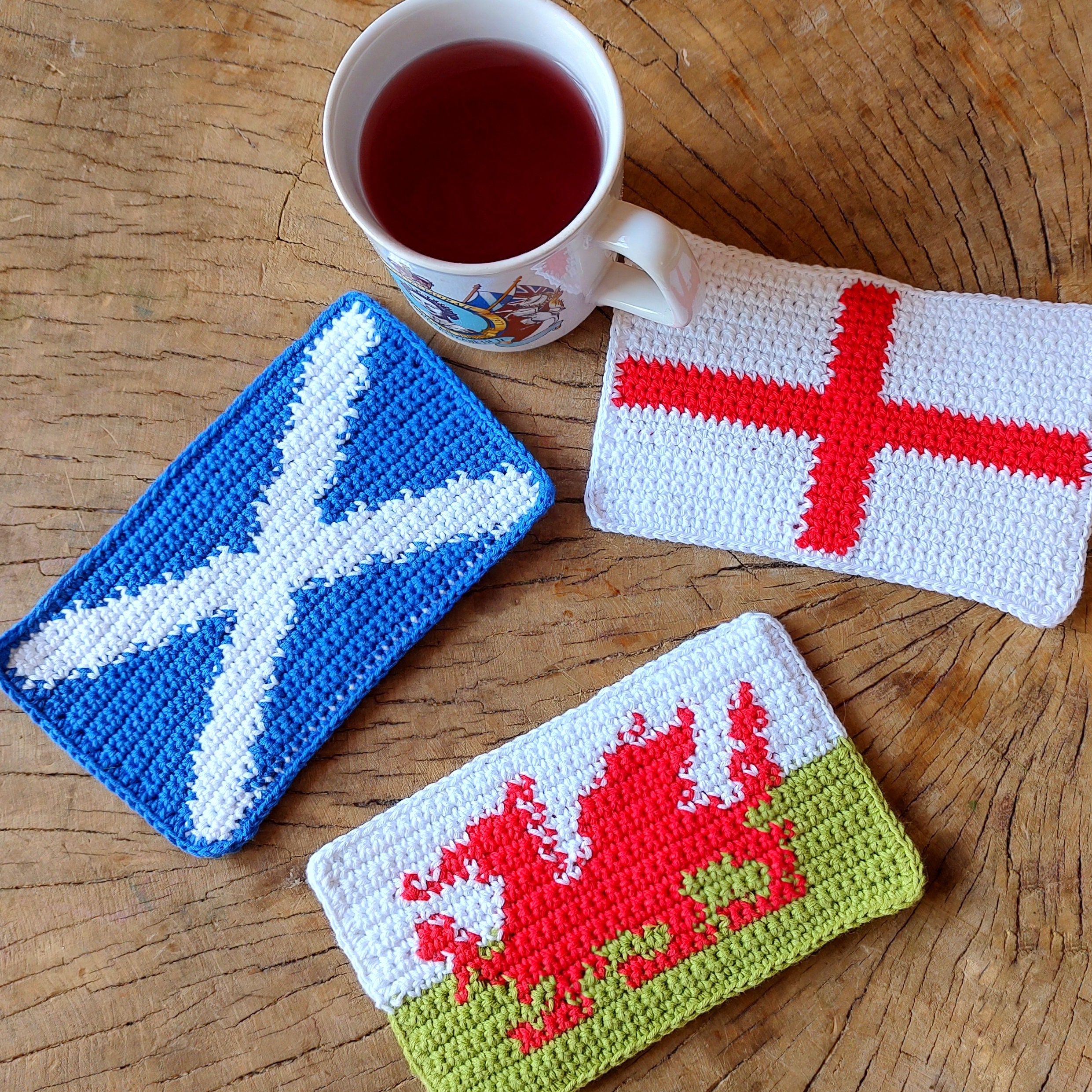 4 Crochet Patterns: British Flags, England, Scotland, Wales, Union Jack ...