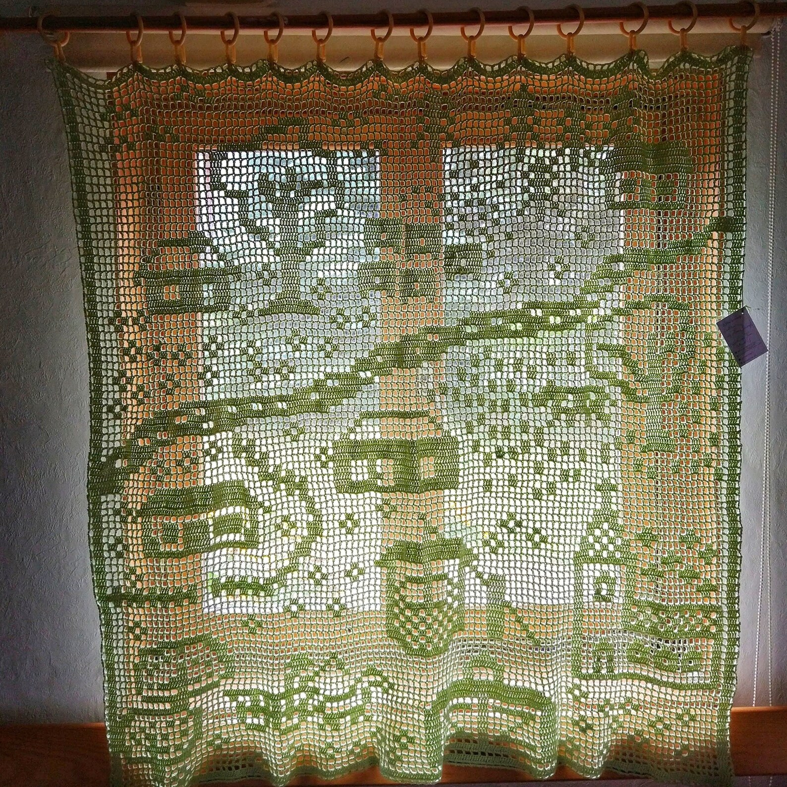 Crochet Pattern //filet Crochet Lace Curtain, Village Scene Decor ...