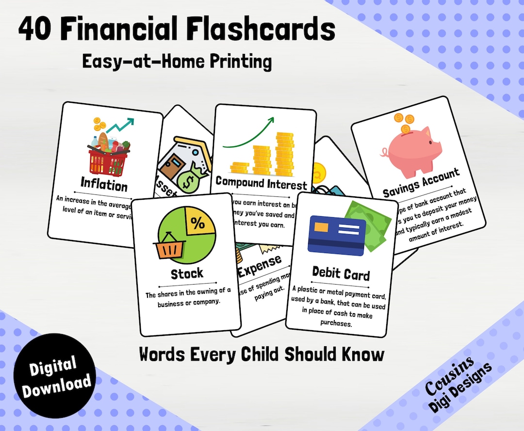 40 Printable Financial Education Flashcards, Financial Literacy for ...
