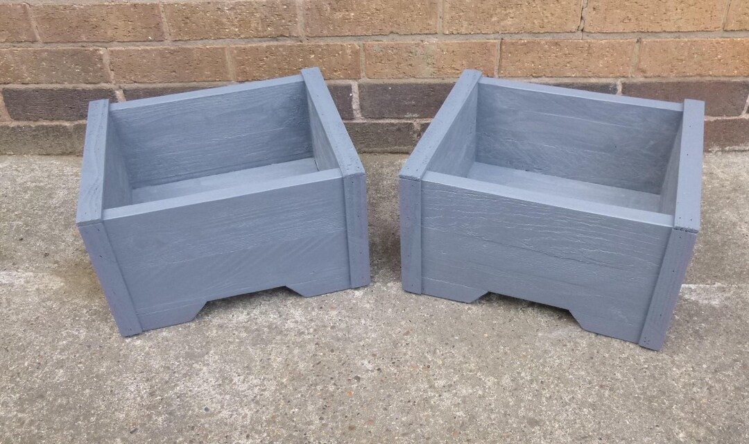 Rustic Grey Wooden Planter Set - W36cm X D31cm X H21cm - Etsy