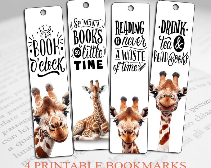 Printable Bookmarks, Giraffe, Gifts for Readers, for Kids, Cute ...