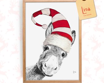 Donkey Art Holiday Decor Printable Christmas Christmas Home | Etsy