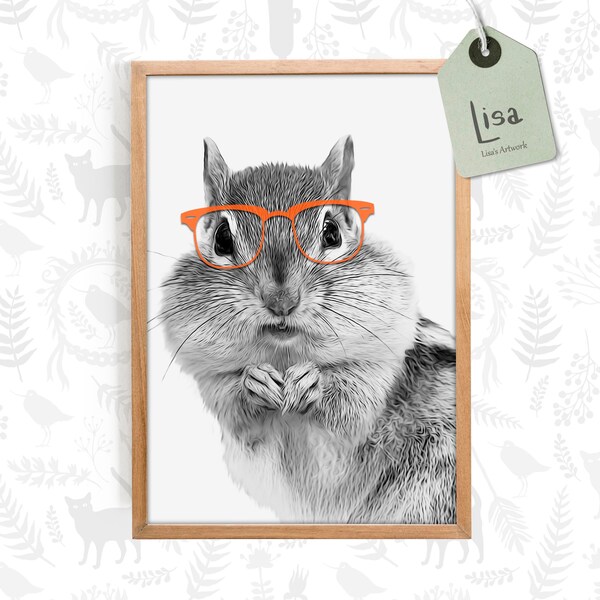 Squirrel in Glasses - Etsy