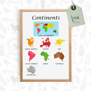 Continents Printable, Continents Map, Continent Montessori, Classroom ...