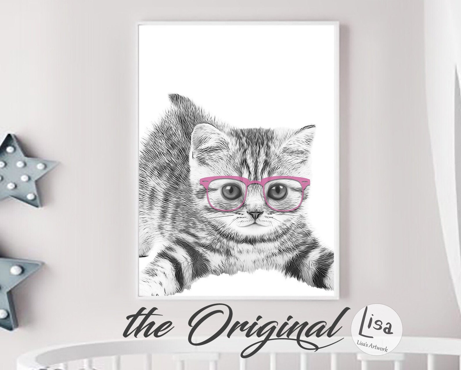 Cat wall art cat prints cat painting nursery print pet | Etsy