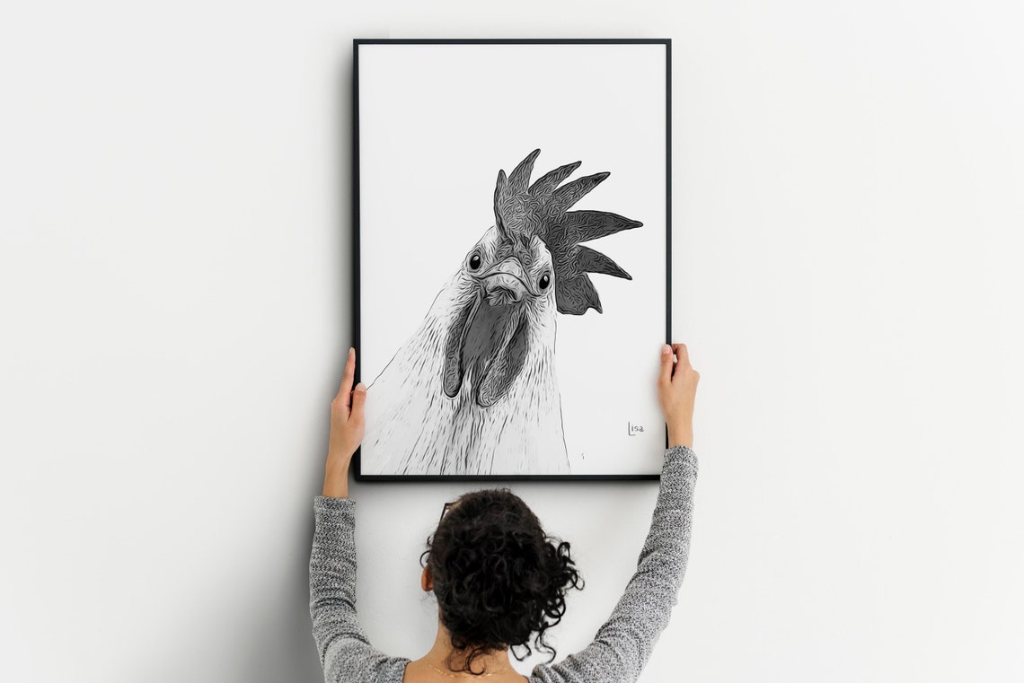 Chicken farm animal prints animal art print printable wall | Etsy