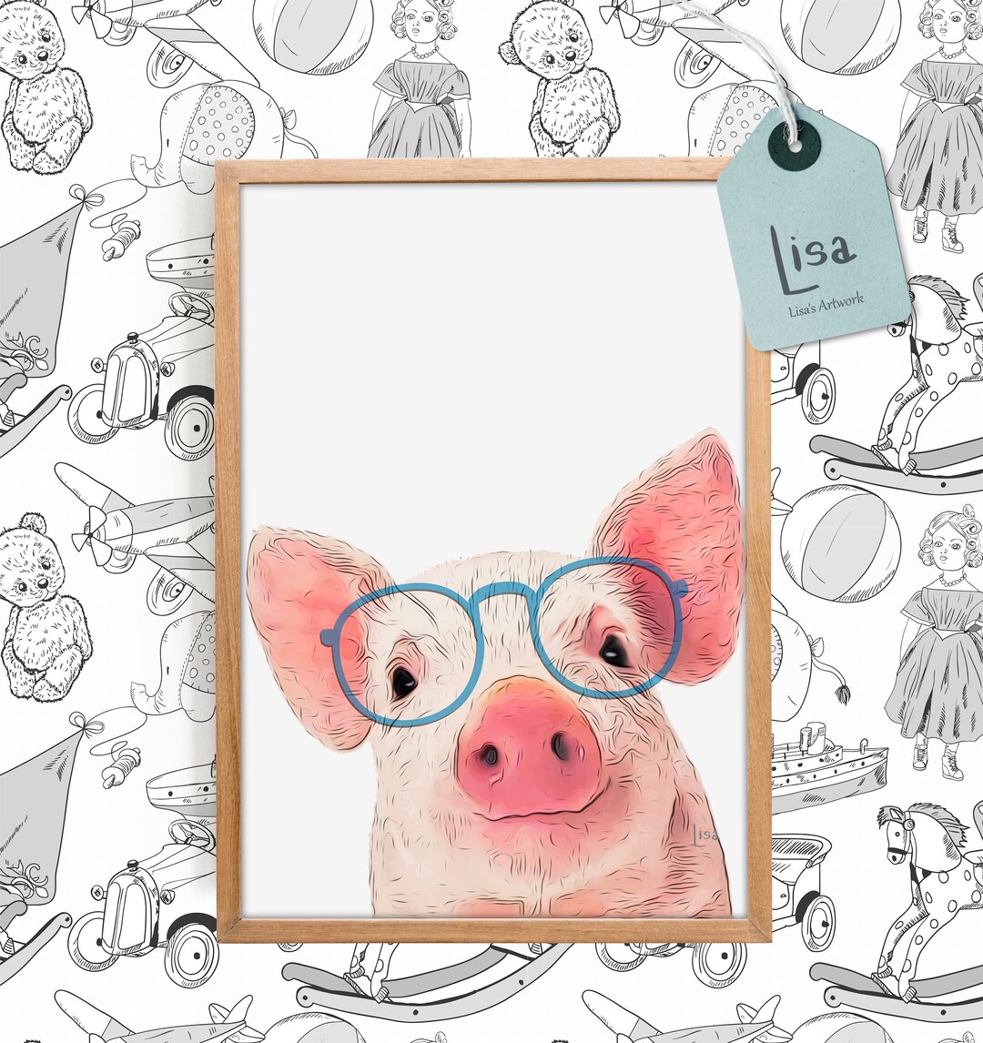 Pig, Hipster Animal, Printable Wall Art, Instant Download, Nursery Art ...