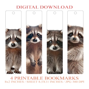 Printable Bookmarks, Raccoon, Gifts for Readers, for Kids, Cute ...