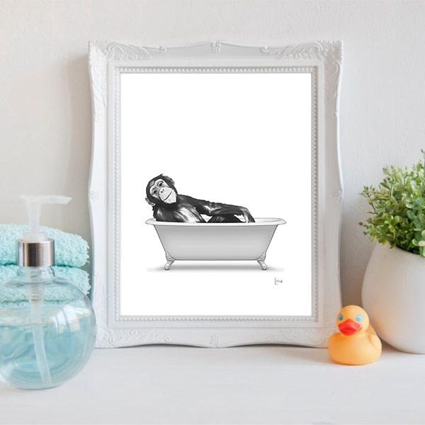 Bathroom Art Monkey Bathroom Wall Art Monkey Print - Etsy