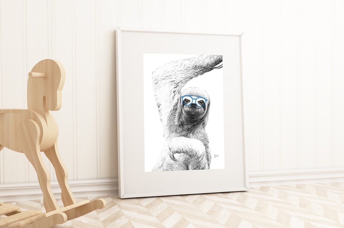 Sloth Art Print Sloth Download Printable Wall Art Animal - Etsy