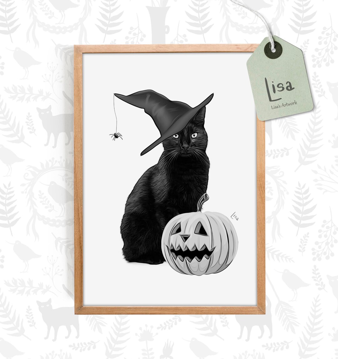 Cat Black Cat Halloween Decoration Halloween Printables - Etsy