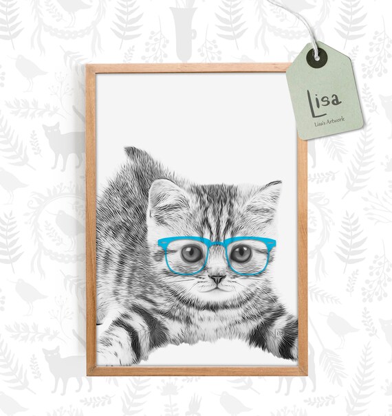 Cat Wall Art Cat Prints Cat Painting Nursery Print Pet - Etsy