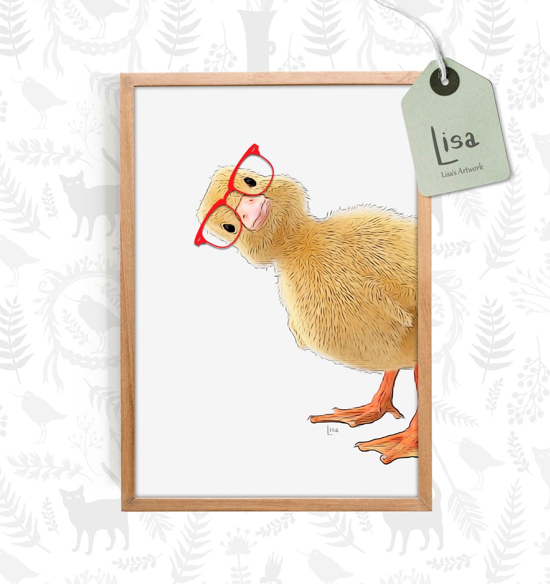 Duck, Farm Animal Prints, Animal With Glasses, Animal Art Print ...