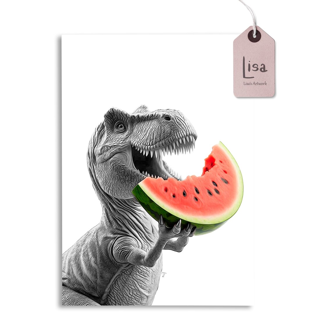 Kitchen, T-rex, Dinosaur, Watermelon, Kitchen Wall Decor, Kids Room ...