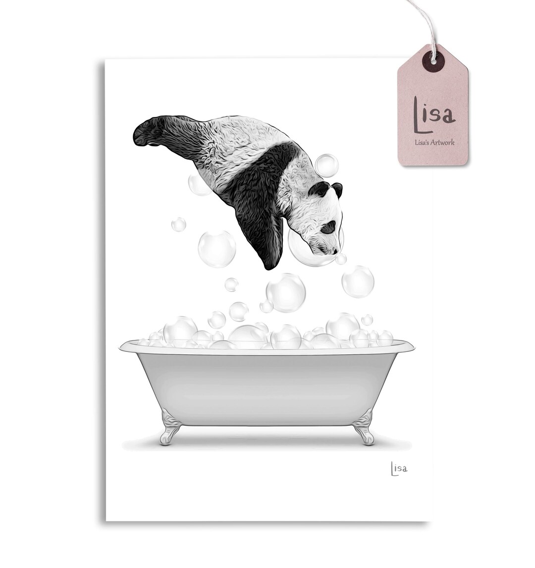Panda, Bathroom Art, Printable Wall Art, Bathroom Decor, Bathroom Wall ...
